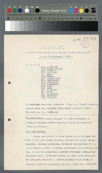 Stenogram kolaudacji filmu "Prognoza pogody"