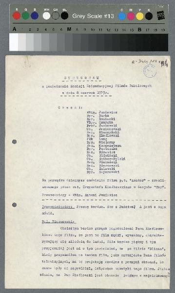 Stenogram kolaudacji filmu "Amator"