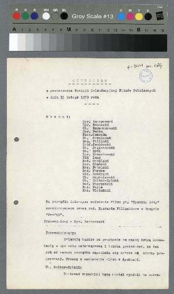 Stenogram kolaudacji filmu "Wysokie loty"