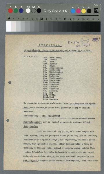 Stenogram kolaudacji filmu "Wszystko na sprzedaż"