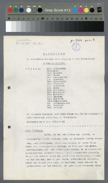 Stenogram kolaudacji filmu "Życie rodzinne"